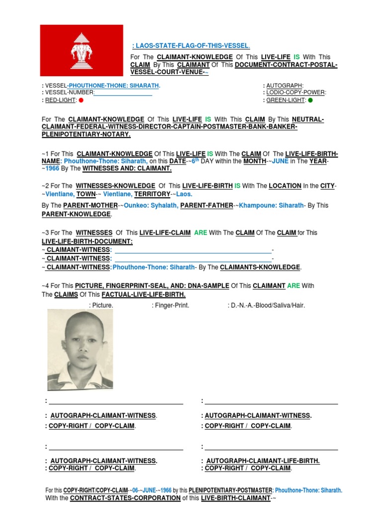 The True Live Life Claim Example 2 Flags Laos 1st | PDF | Common Law ...