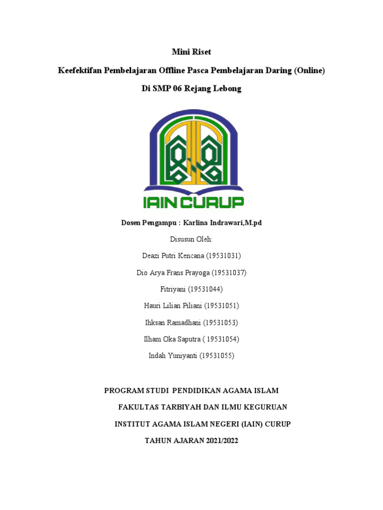 Mini Riset Pai Di Smp Format Bagus Pdf