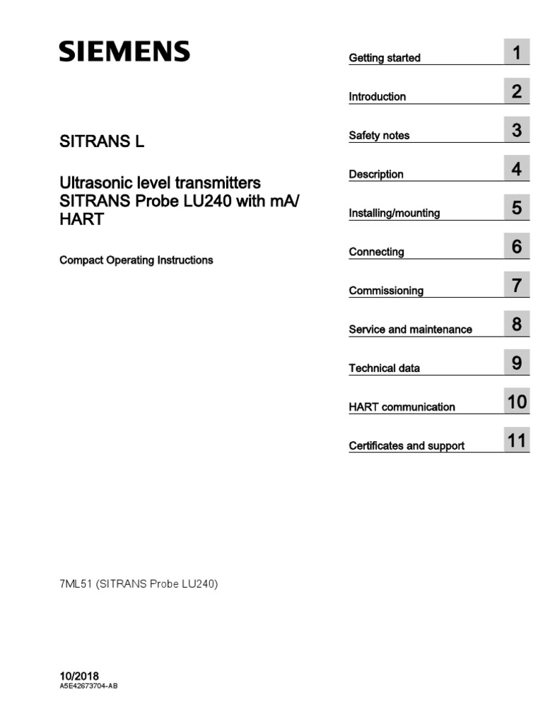 Cảm biến siêu âm Siemens Probe - LU240 - HA - COI | PDF | Electrical ...