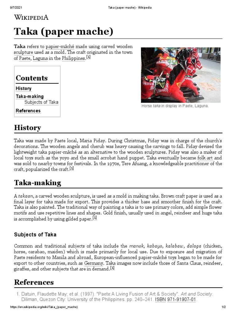 Taka (Paper Mache) - Wikipedia | PDF | Folk Art | Handicrafts