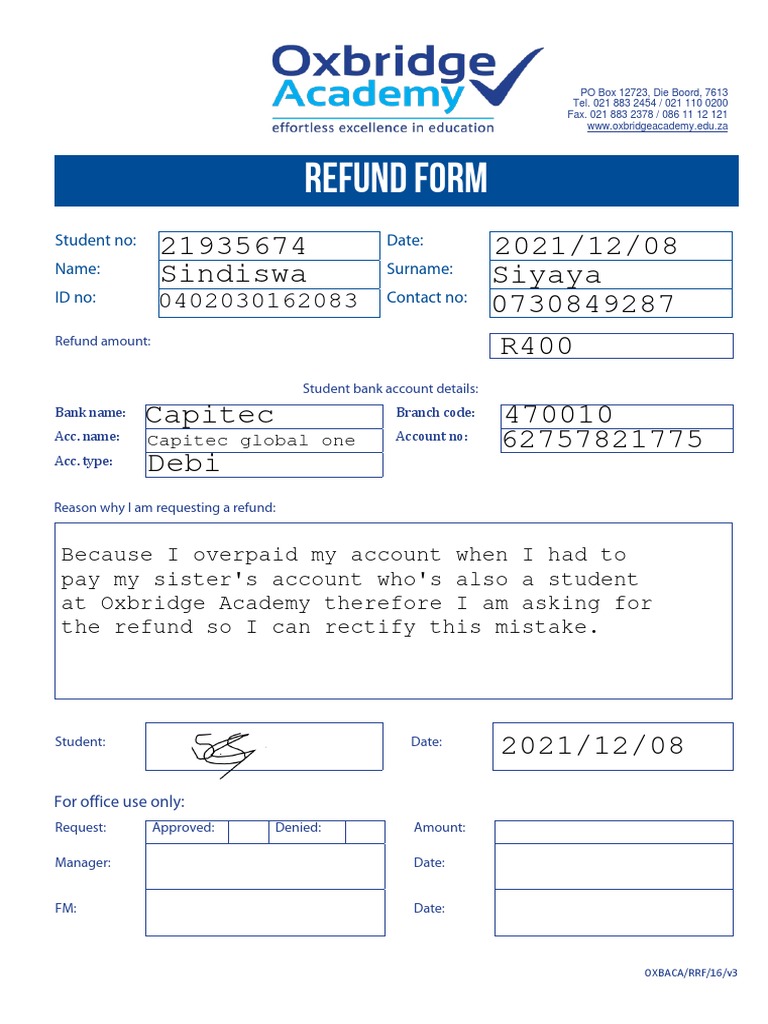 Refund Form - pdf1 | PDF