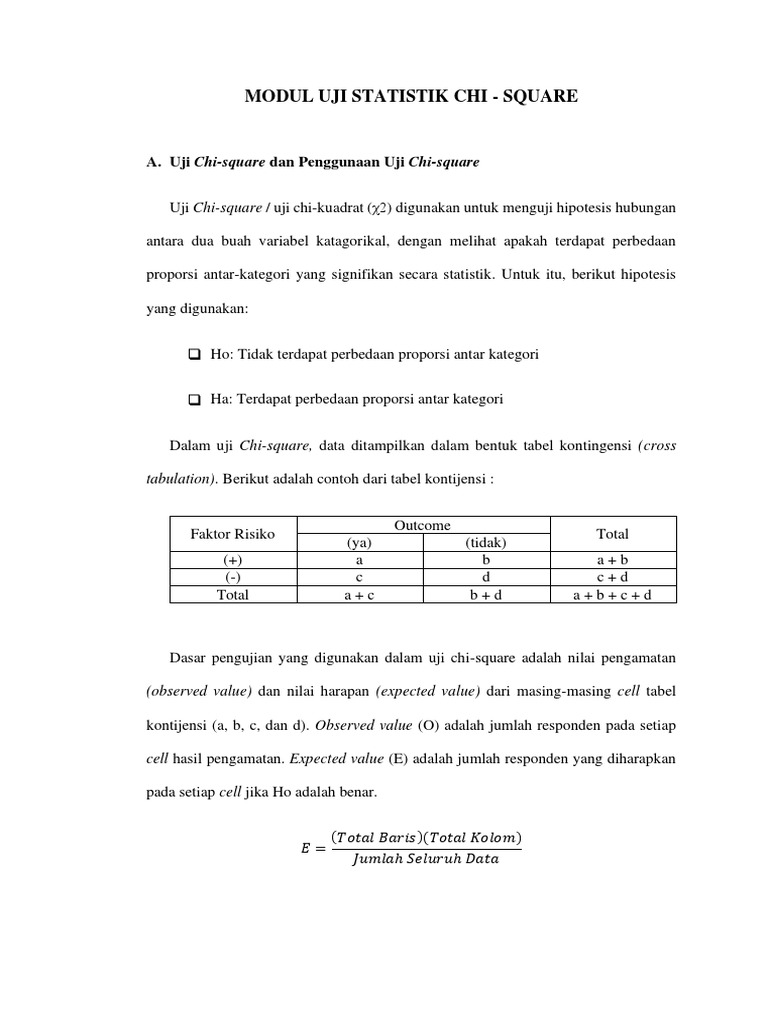 Panduan Uji Statistik Chi-Square | PDF | Metode & Bahan Ajar