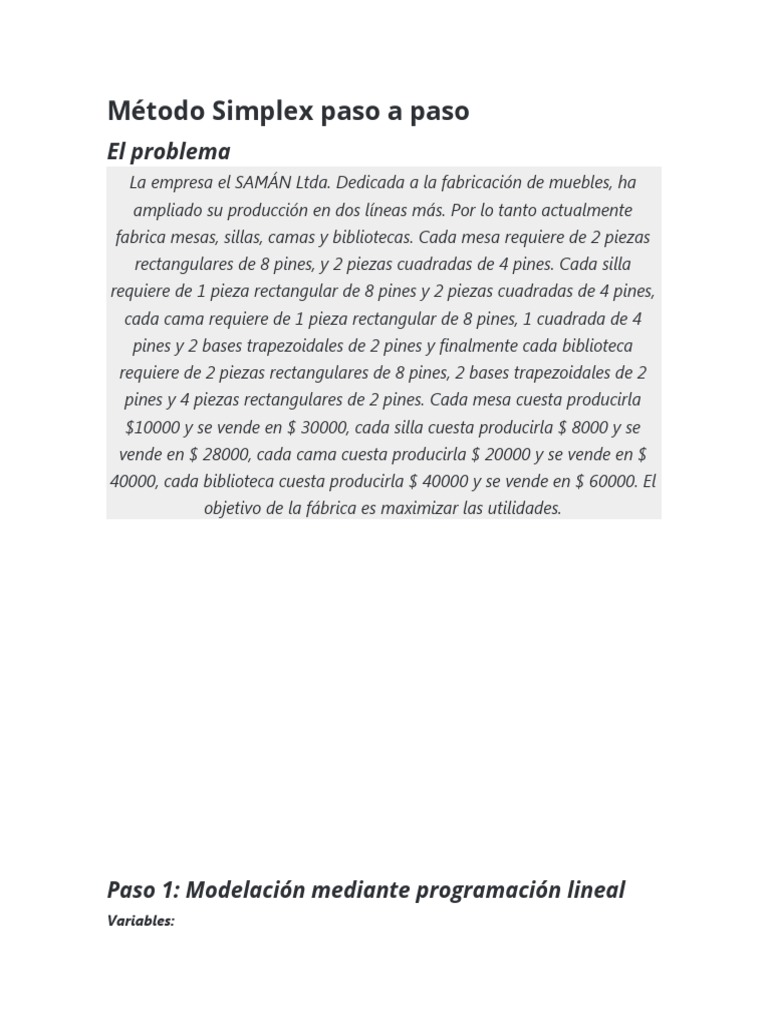 Método Simplex Paso A Paso | PDF | Programación de computadoras | Informática teórica