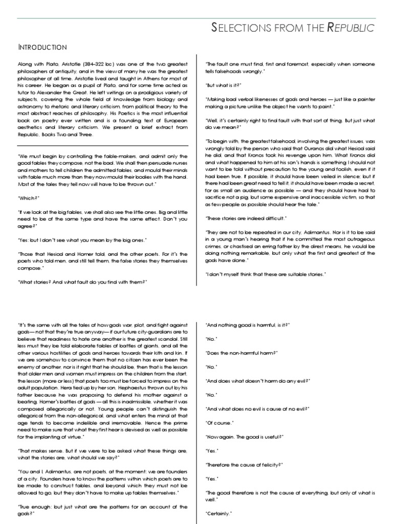 Plato's Selections On The Poets | PDF | Plato | Aristotle