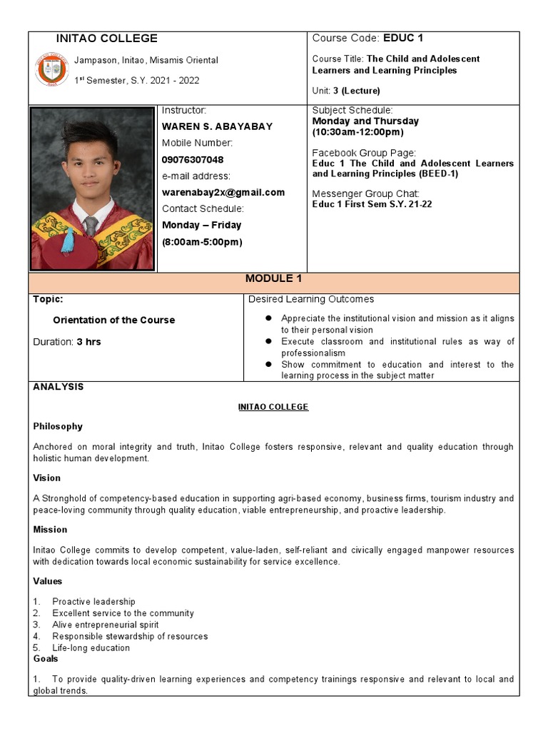 EDUC 1 Module 1 | PDF | Developmental Psychology | Learning