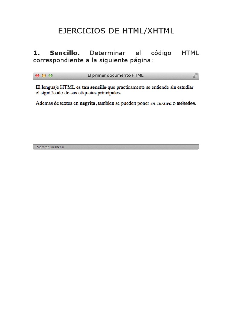 Ejercicios de HTML | PDF | HTML | Redes