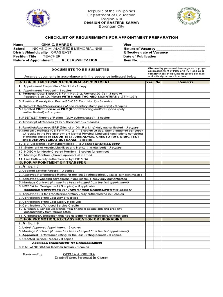 Appointment Processing Checklist | PDF