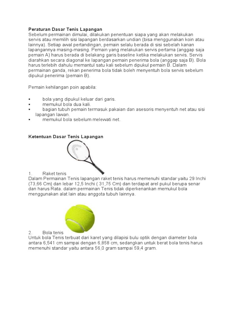 Peraturan Dasar Tenis Lapangan 2 | PDF