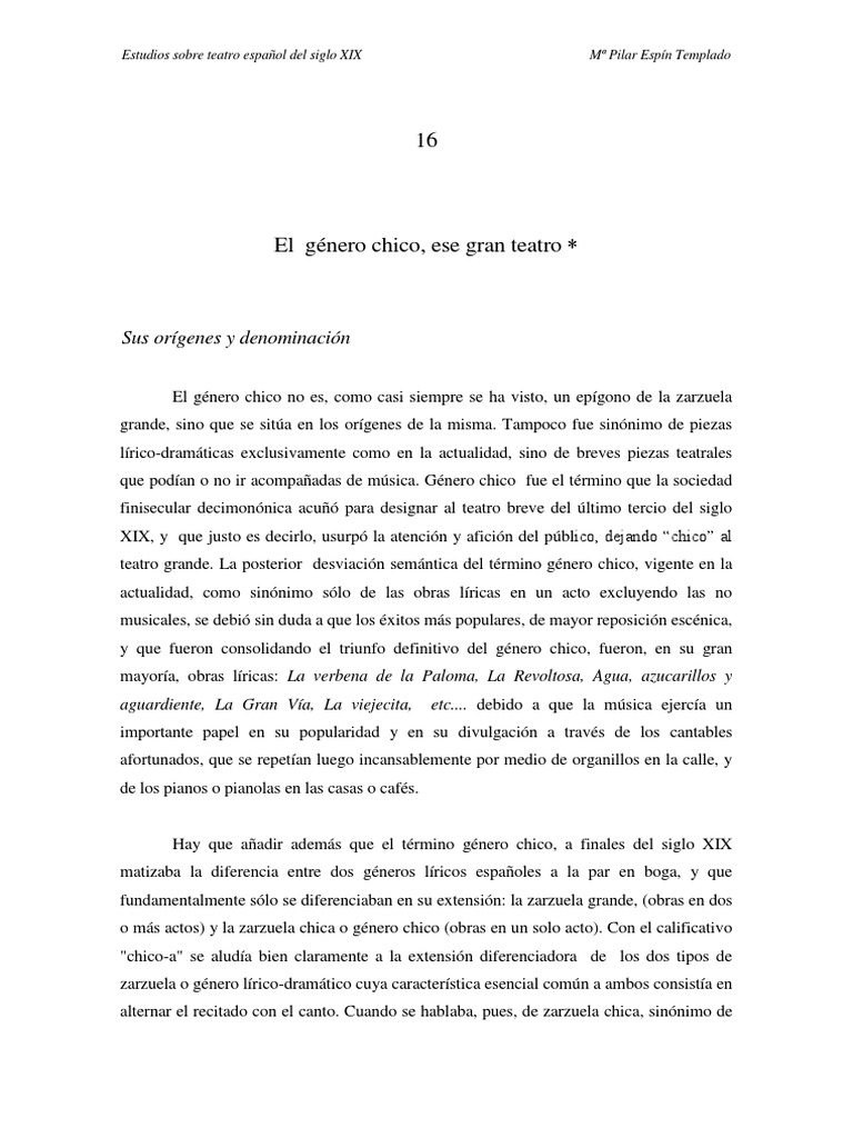 Orígenes y evolución del género chico | PDF | Madrid | Teatro