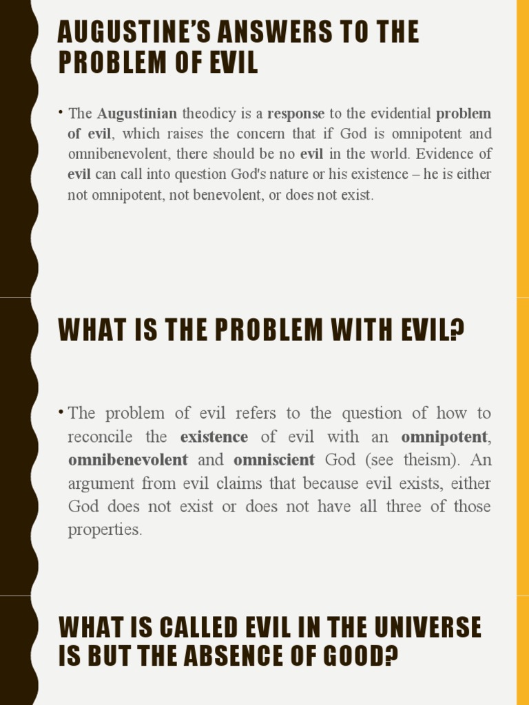 Augustine'S Answers To The Problem of Evil | PDF | Natural Law ...