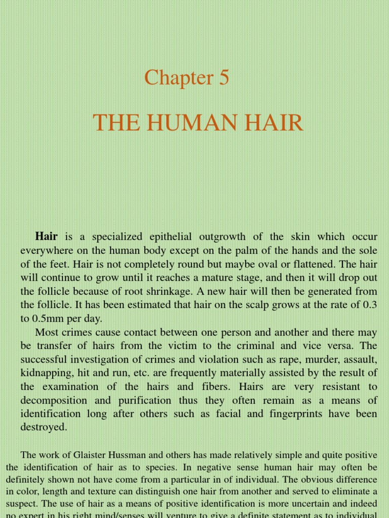 Chapter 5. The Human Hair | PDF | Hair | Fingerprint