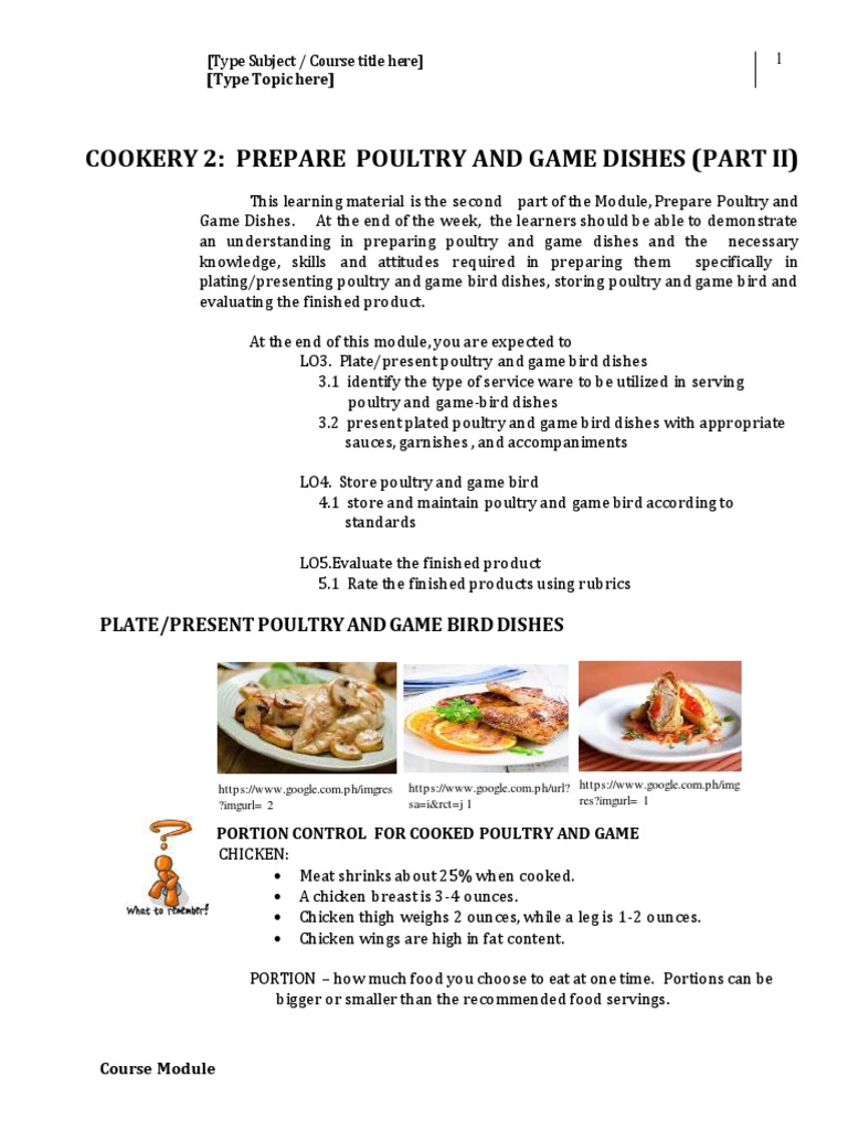 Plating and Presenting Poultry Dishes | PDF | Poultry | Foods
