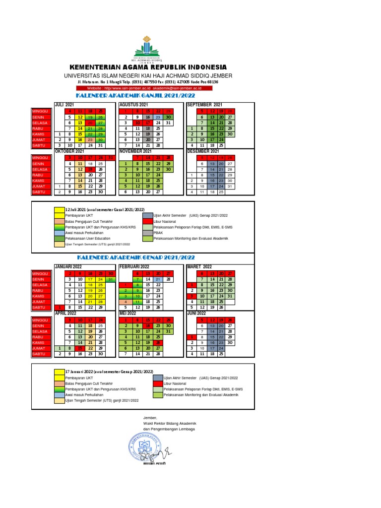 Kalender Akademik Semester Ganjil Genap Ta 2021 2022 Pdf