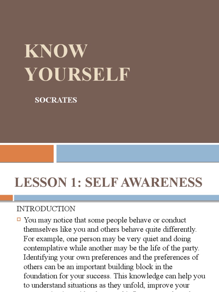 Know Yourself | PDF | Mental Processes | Psychological Concepts
