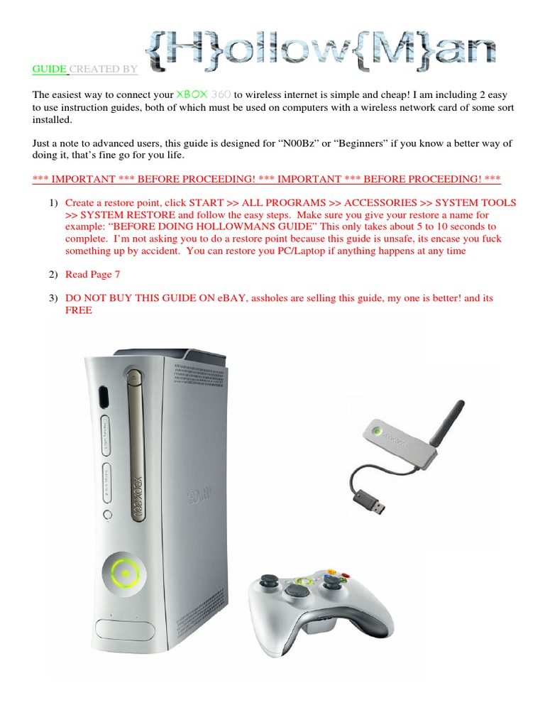 Xbox360 Wireless Instructions | PDF | Computer Network | Microsoft Windows