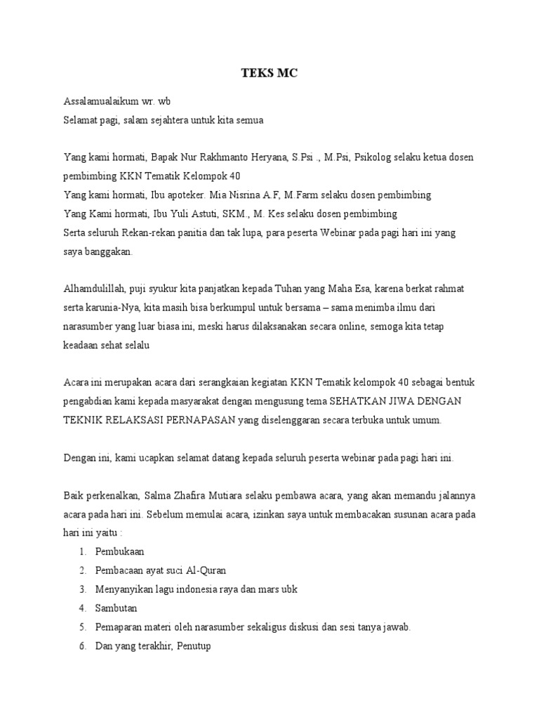 Teks MC Dan Moderator | PDF
