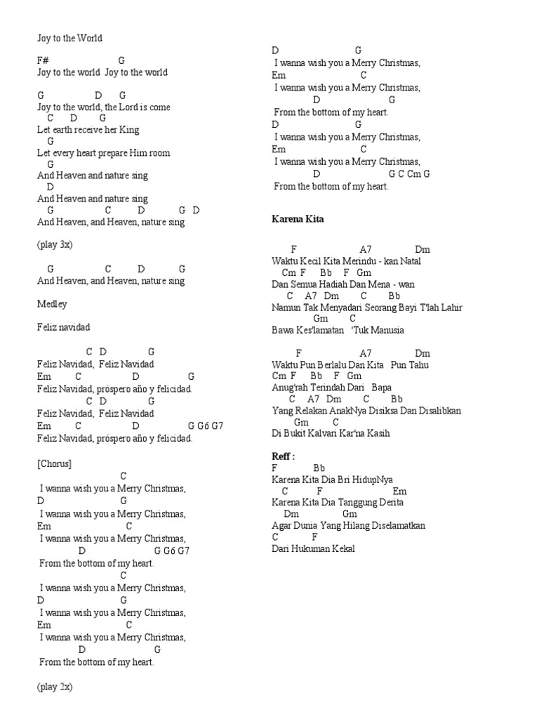 Lirik dan Chord Joy to the World | PDF