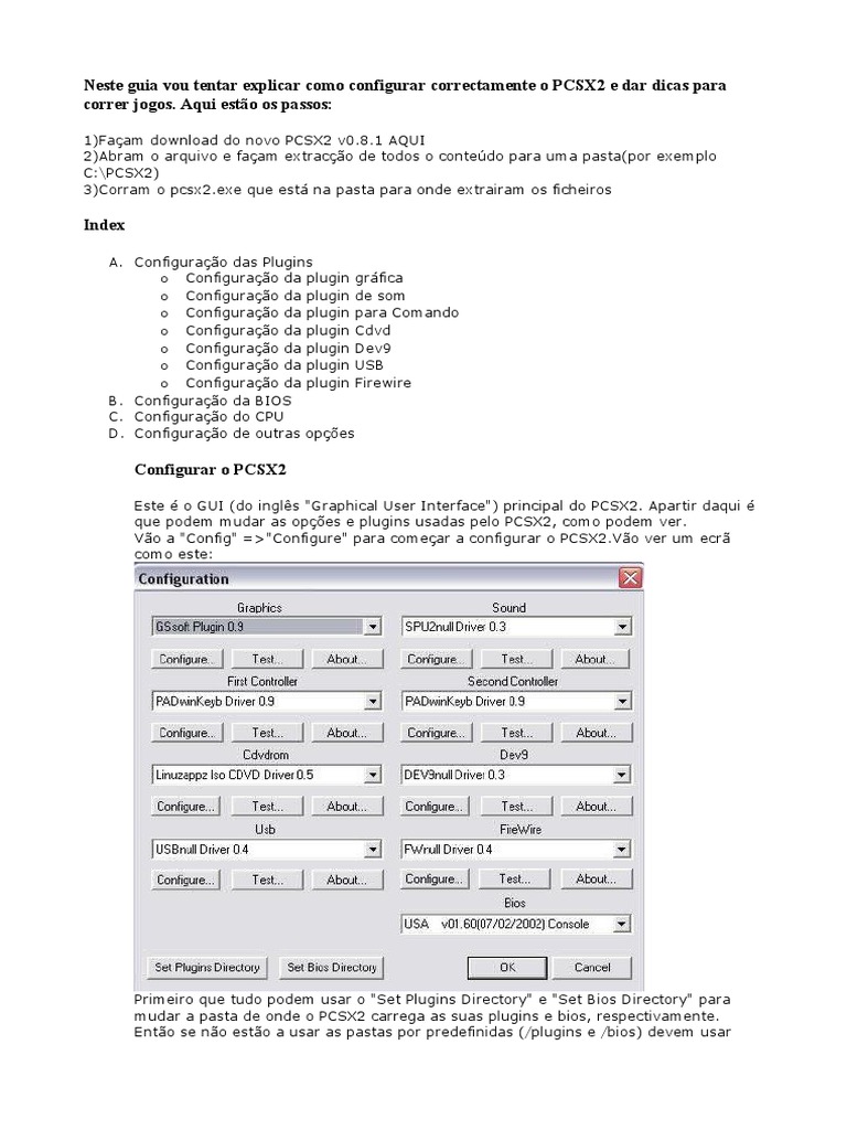 Configurando o PCSX2: um guia passo-a-passo para configurar plugins e ...