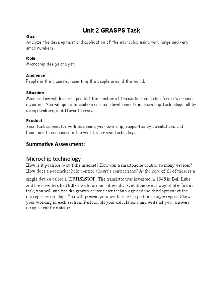 MYP Year III Mathematics Unit 2 GRASPS Task | PDF | Microprocessor ...