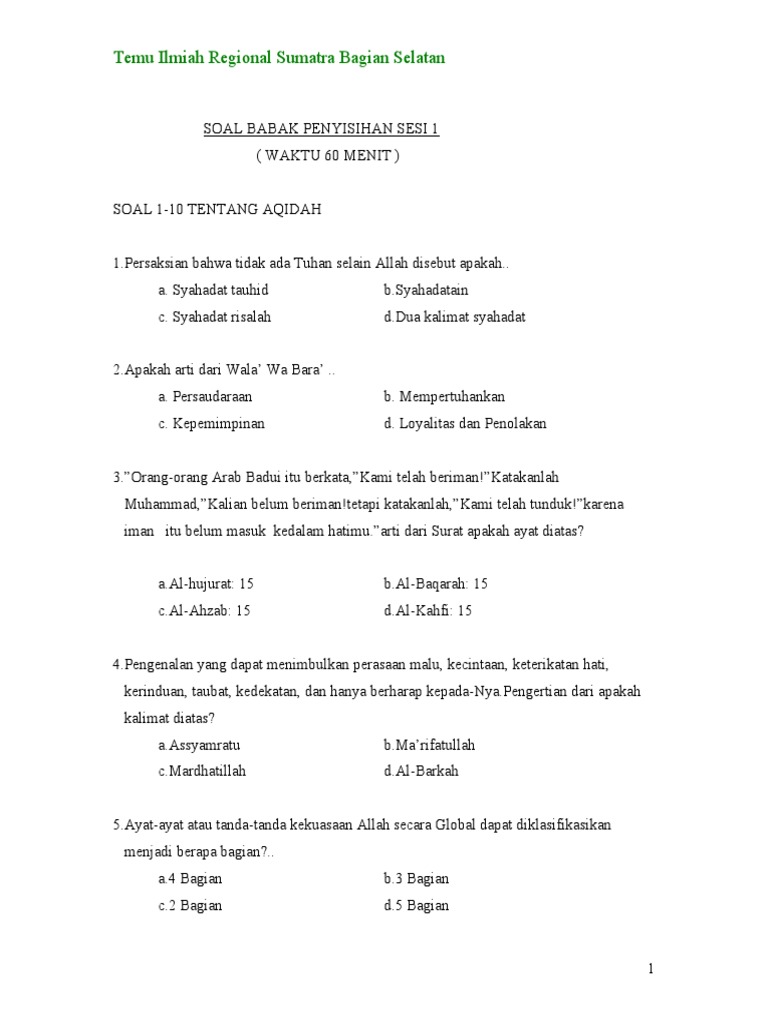 Soal Temilreg 2010 SUMBAGSEL - Anas | PDF