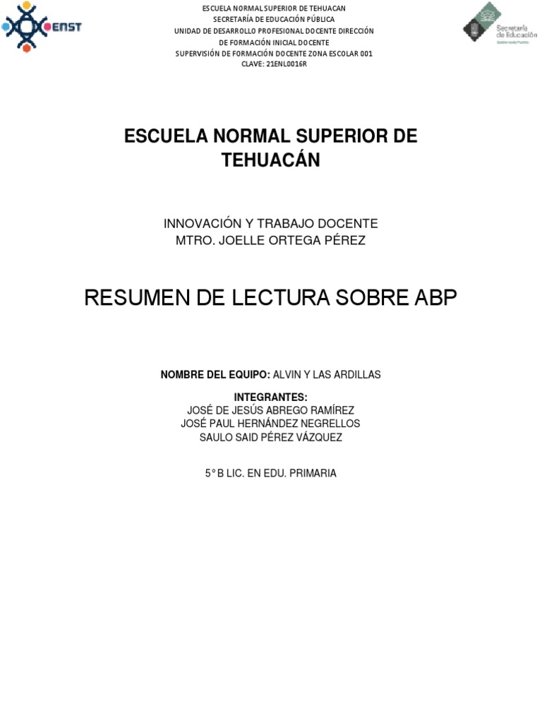 Resumen de Lectura Sobre ABP | PDF | Aprendizaje | Evaluación