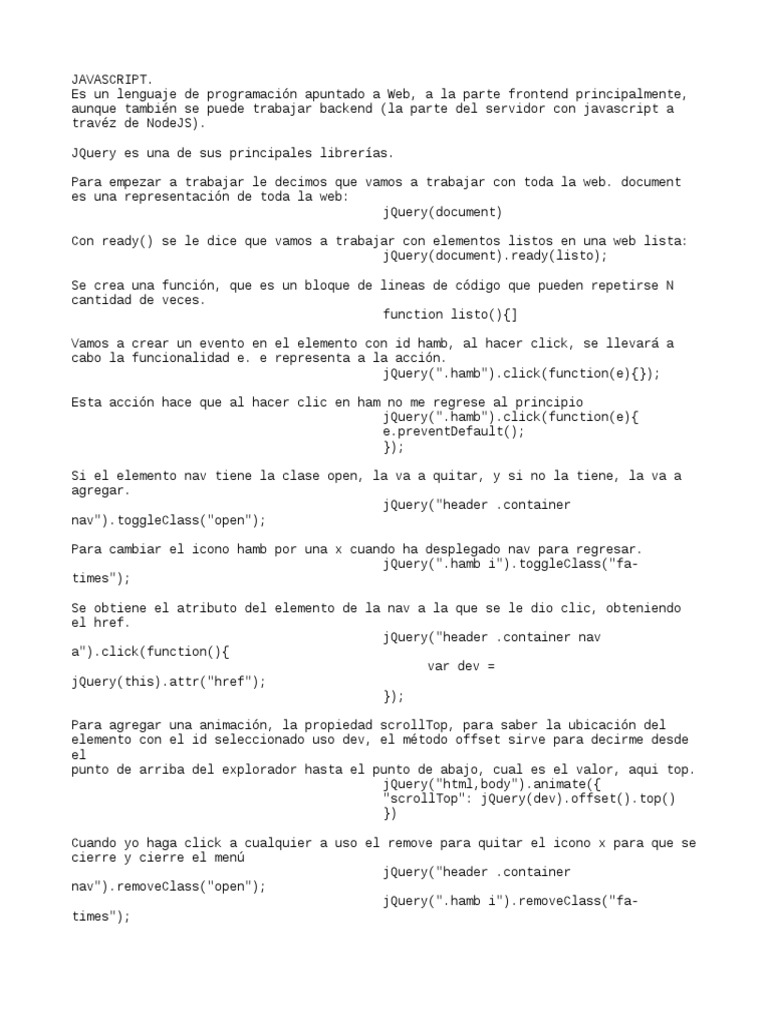 Notas Javascript | PDF | J Query | Script Java