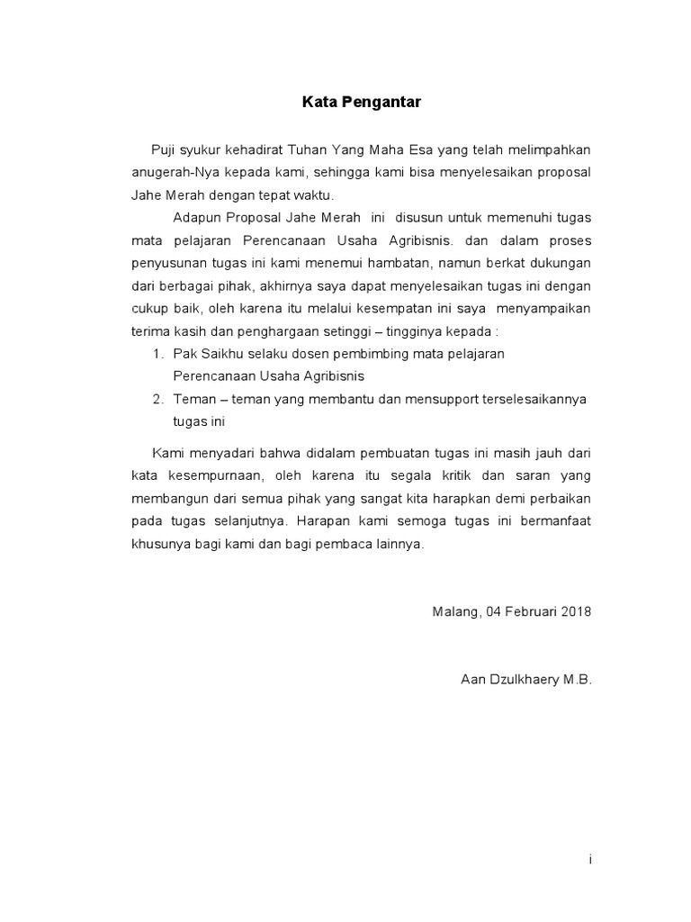 Kata Pengantar Proposal | PDF