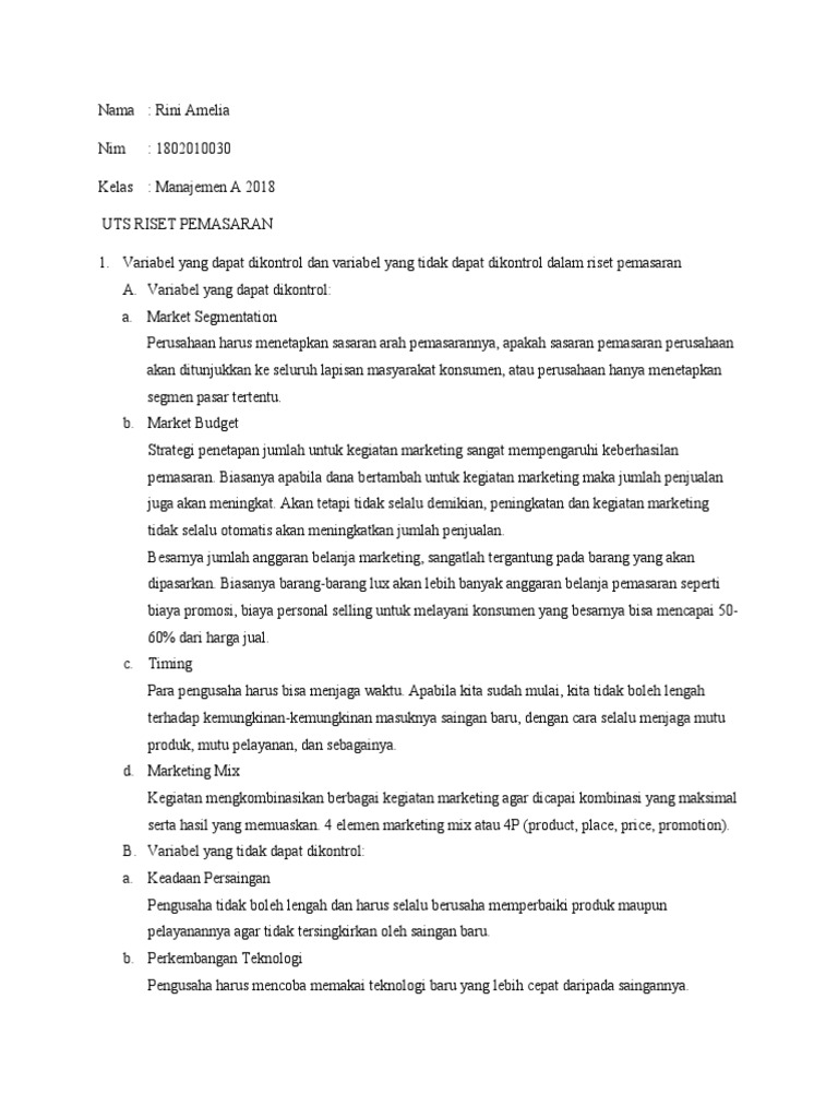 Uts Riset Pemasaran | PDF