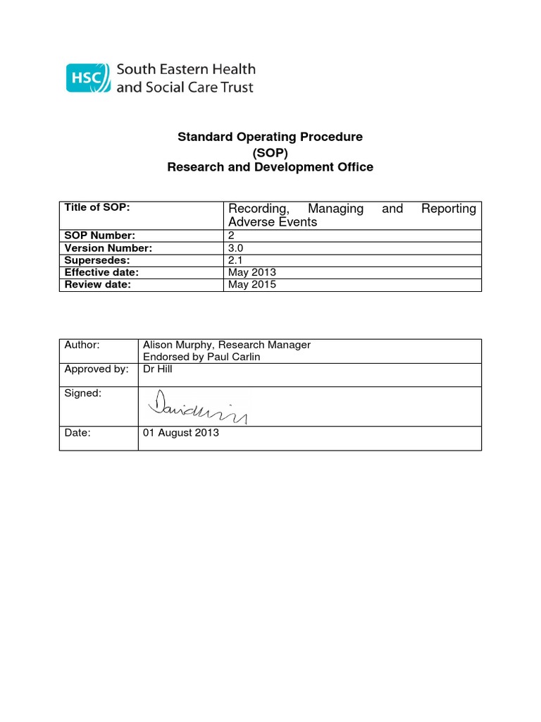 Standard Operating Procedure (SOP) Research and Development Office ...