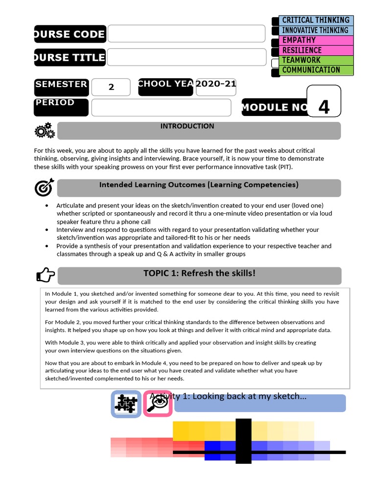 Course Code Course Title: Semester Period School Year | PDF ...