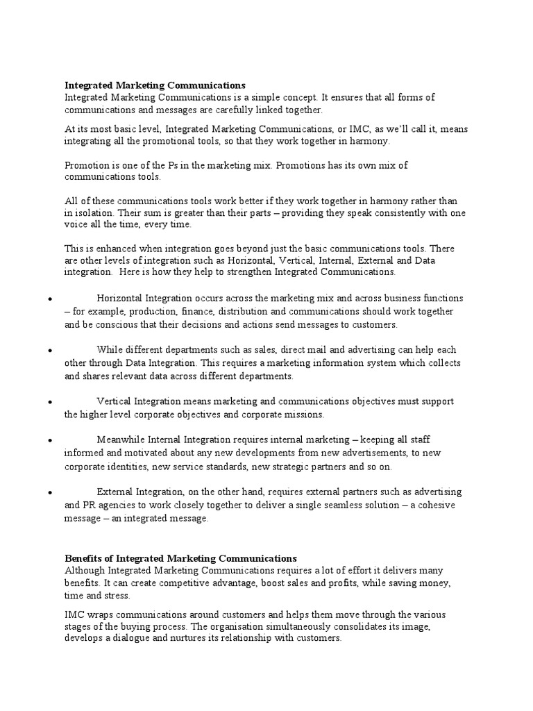 6 Steps in The IMC Planning Process | PDF | Marketing Communications ...