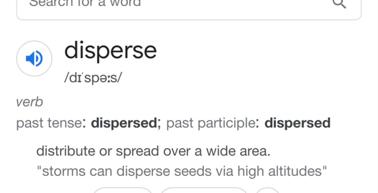 Definition of Disperse and Dispersed | PDF | Dictionary | Verb