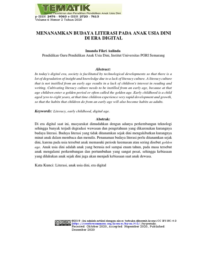 Menanamkan Budaya Literasi Pada Anak Usi 6ed9b04d | PDF | Kesehatan Holistik