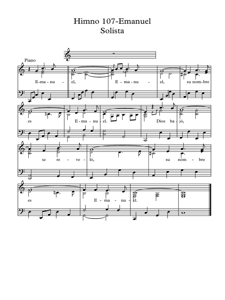 HIMNO 107 EMANUEL - 7 - Partitura Completa | PDF | Lexicologie | Calligraphie latin