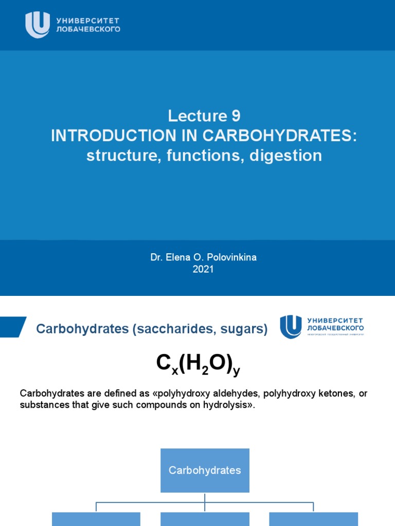 Lecture 9 - Carbohydrates Structure | PDF | Carbohydrates | Glucose
