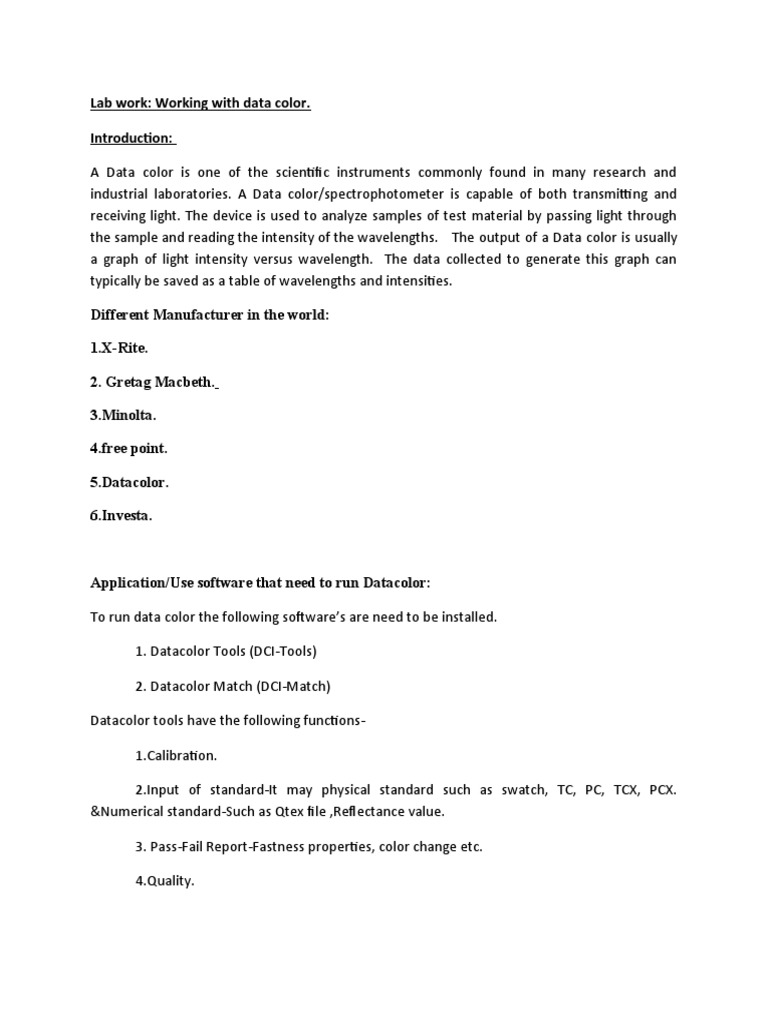 Working With Data Color (Raj Rahad) Southeast University | PDF | Spectrophotometry | Calibration