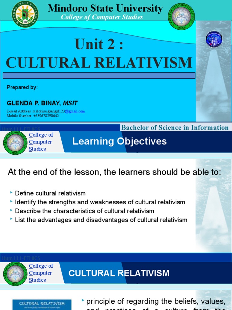 College of Computer Studies: Unit 2: Cultural Relativism | PDF | Morality | Relativism