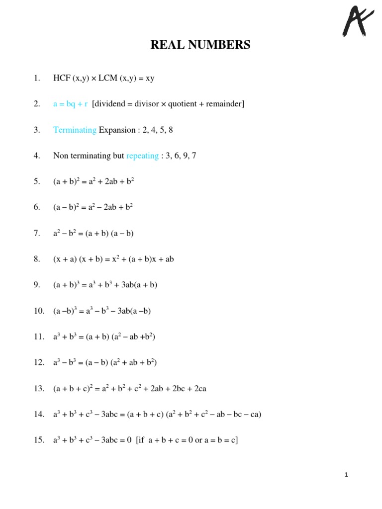 CLASS 10 Maths Formula SHEET | PDF | Triangle | Equations