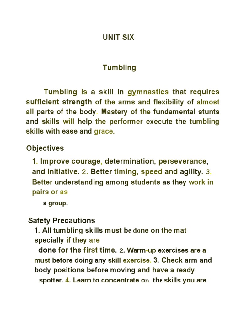 Tumbling | PDF | Foot | Hand