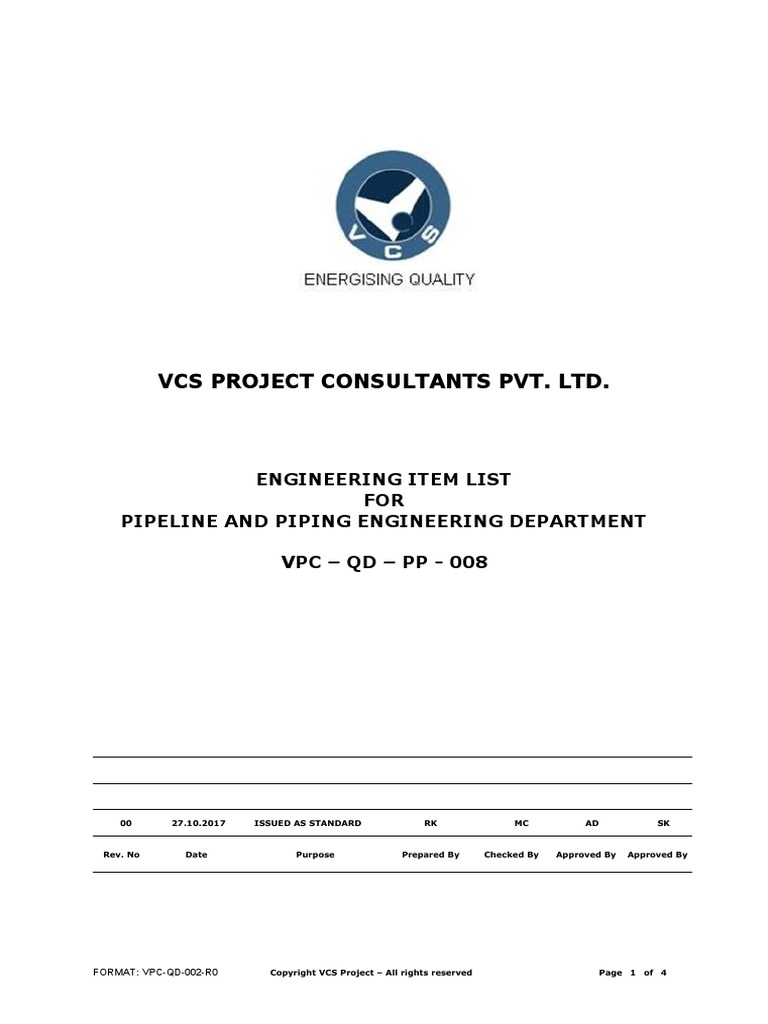 EN-208 Engineering Item List | PDF | Pipe (Fluid Conveyance) | Valve