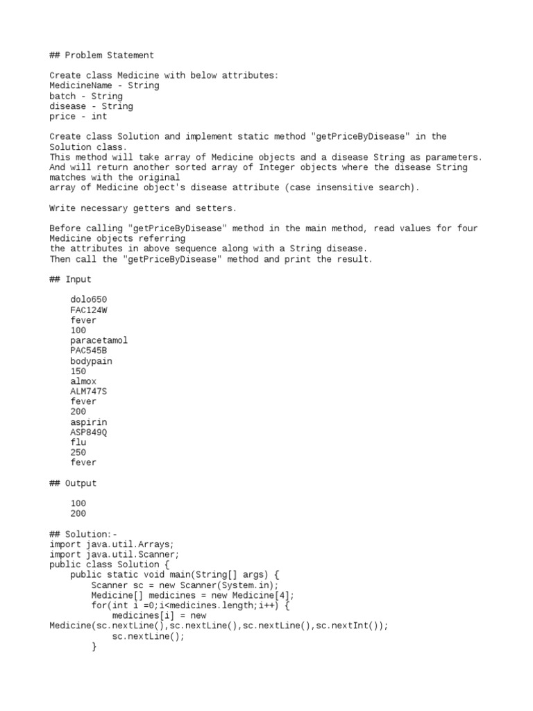 Medicine Get Price by Disease | PDF | Parameter (Computer Programming ...
