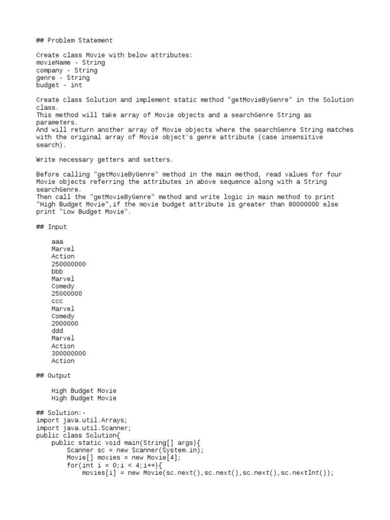 Filter Movies by Genre and Budget | PDF | String (Computer Science ...