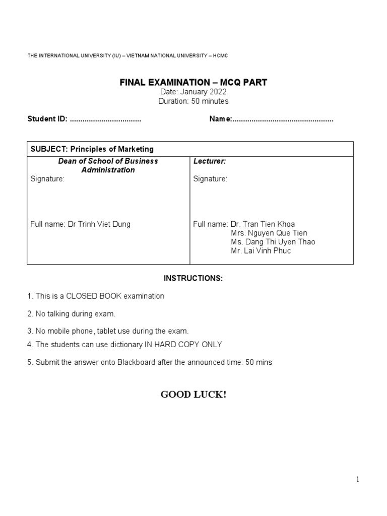 Final POM MCQ. Jan 2022 Principle MKT | PDF | Brand | Pricing