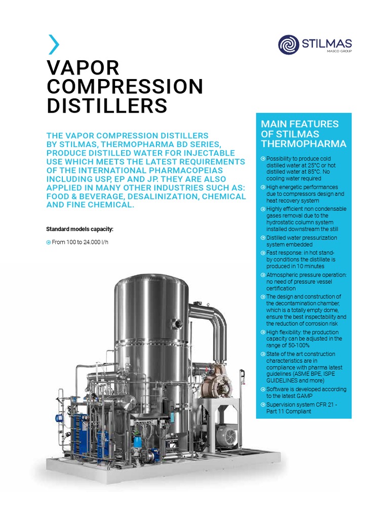 Vapor Compression Distillers: Main Features of Stilmas Thermopharma ...