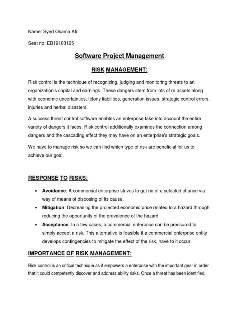Risk Management SPM | PDF | Risk | Risk Management