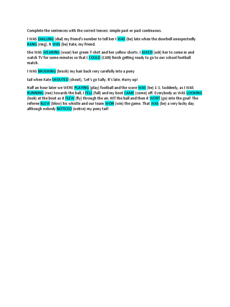 Complete The Sentences With The Correct Tenses | PDF