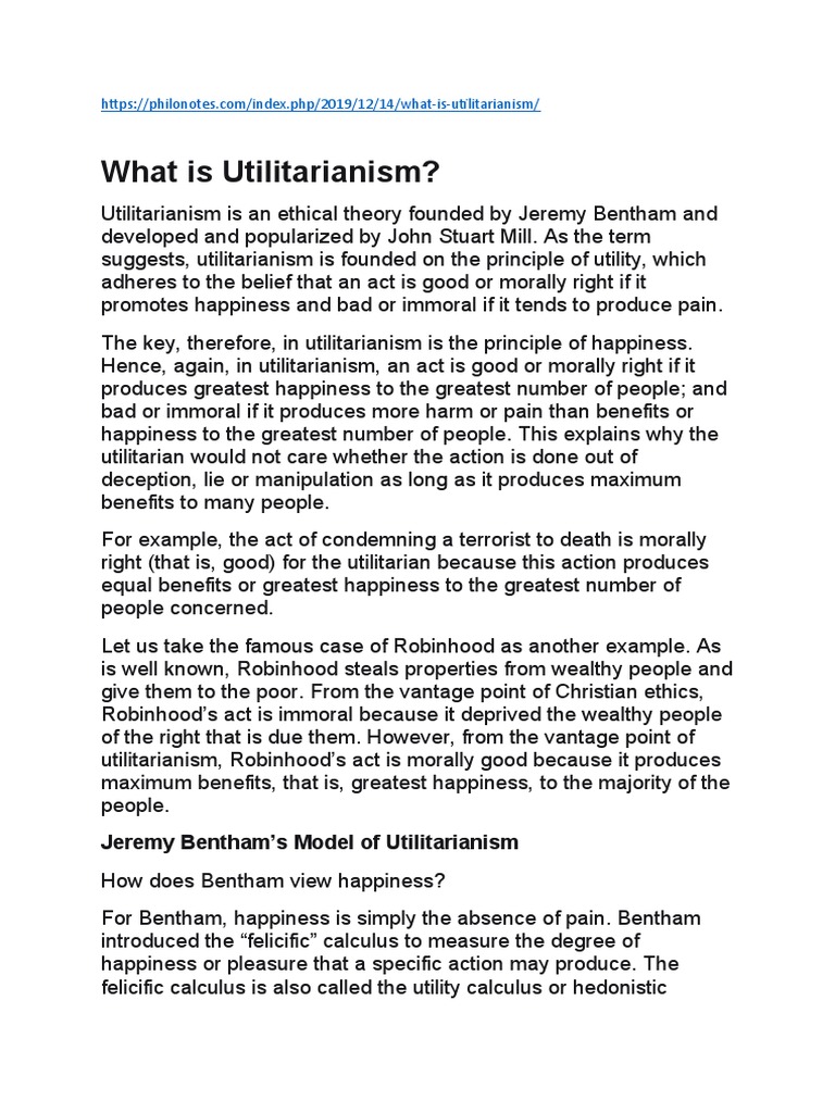 Utilitarianism Theory