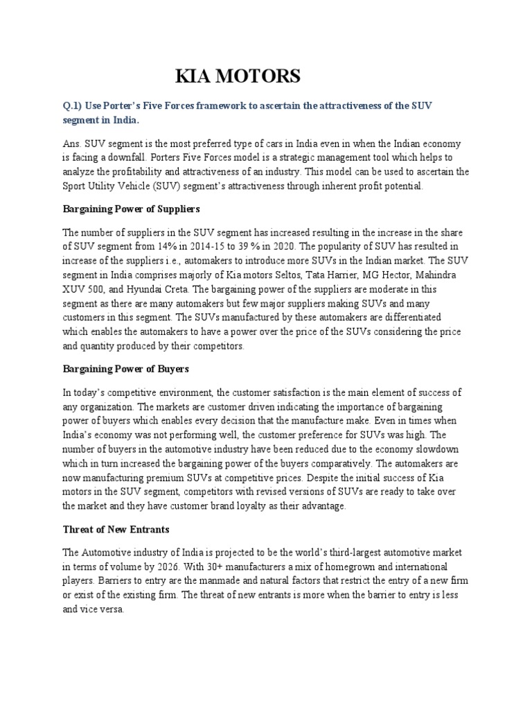 Kia Motors Case Study | PDF | Sport Utility Vehicle | Brand