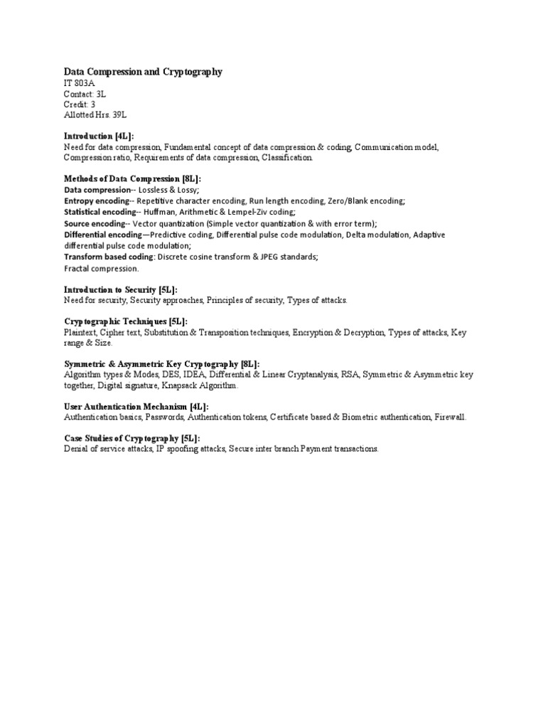 Data Compression and Cryptography | PDF