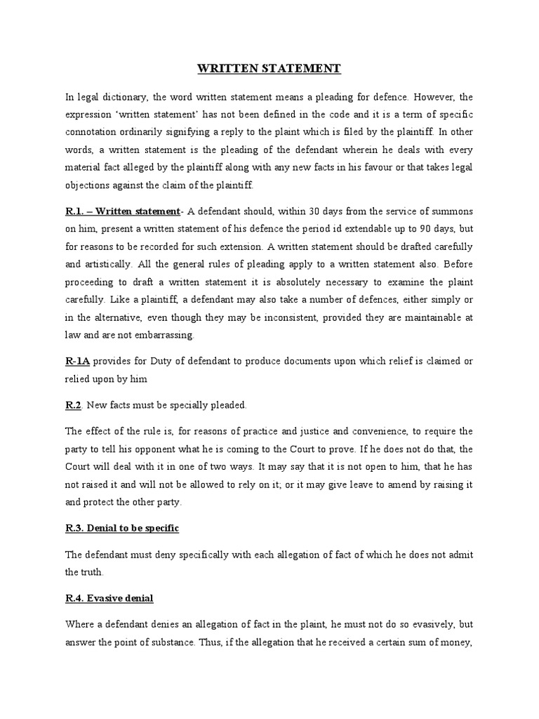 Written Statement and Apparance Module IV - CPC | PDF | Lawsuit | Pleading